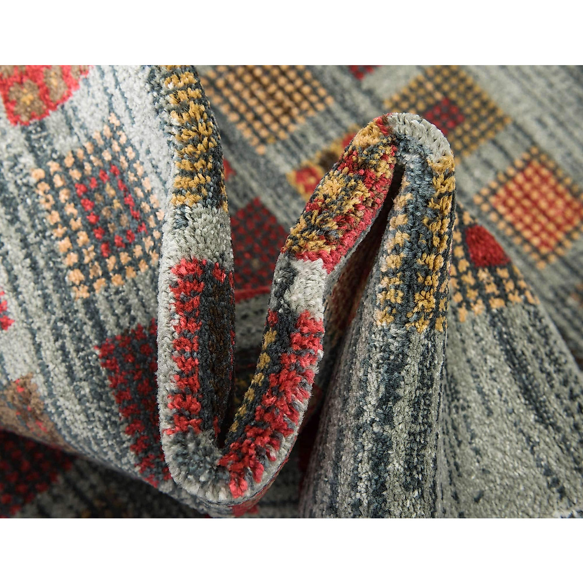 Unique Loom Fars Collection Modern Classic Geometric Tribal Inspired Design Area Rug, Rectangular 7' 1" x 10' 0", Light Blue/Navy Blue