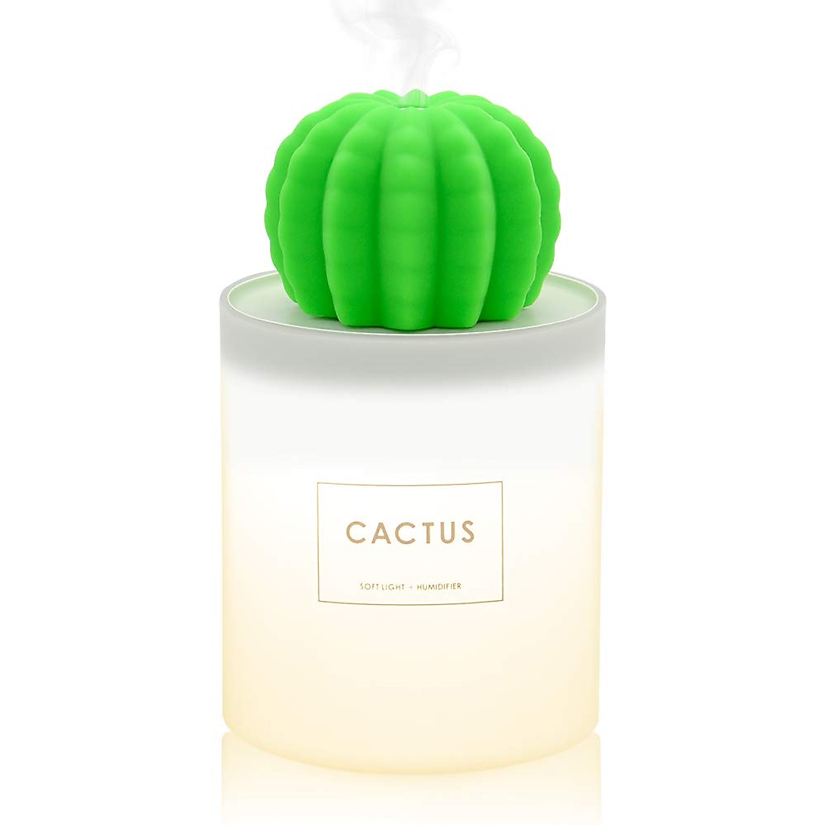 Alicacho USB Small Humidifier with Night Light, 280ml Tank Cactus Humidifier Mini Cool Mist Air Humidifier with Auto Shutdown for Bedroom Office Car