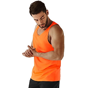 URBEST Men's Neon Workout Sleeveless Shirts Quick Dry Swim Beach Muscle Gym Running Athletic Tank Top Neon Orange 5XL
