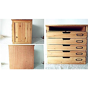 5 Flat Drawer Organizer for Home or Office Desk - Wooden Chest of Drawers - File Organizer with Drawers & 1 Paper Tray Slot - Desk Organizer w/ Storage Drawers & Label Holders - Wood File Box