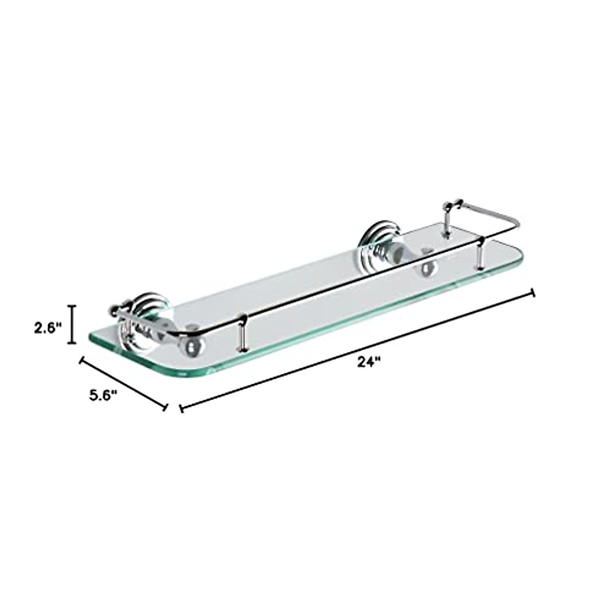 Ginger 1135T-24/PC Chelsea 24-in Glass Shelf, Gallery Rail, Polished Chrome