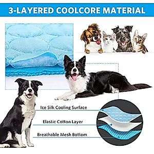 Dog Self Cooling Mat Pet,Breathable Summer Cooling Pads,WashableIce Silk Sleep Mat,Pet Cooling Blanket Sleeping Kennel Mat Pad Non-Toxic Sleep Bed Mat for Large Dogs Cats Animal Chilly Pad