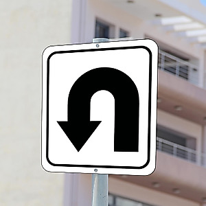U-Turn Right Arrow Aluminum Composite Outdoor Sign - Street Signs - Road Signs - Right Turn Only Traffic Sign - Personalized Signs - Private Driveway Sign - One Way Sign - 8.5" X10"