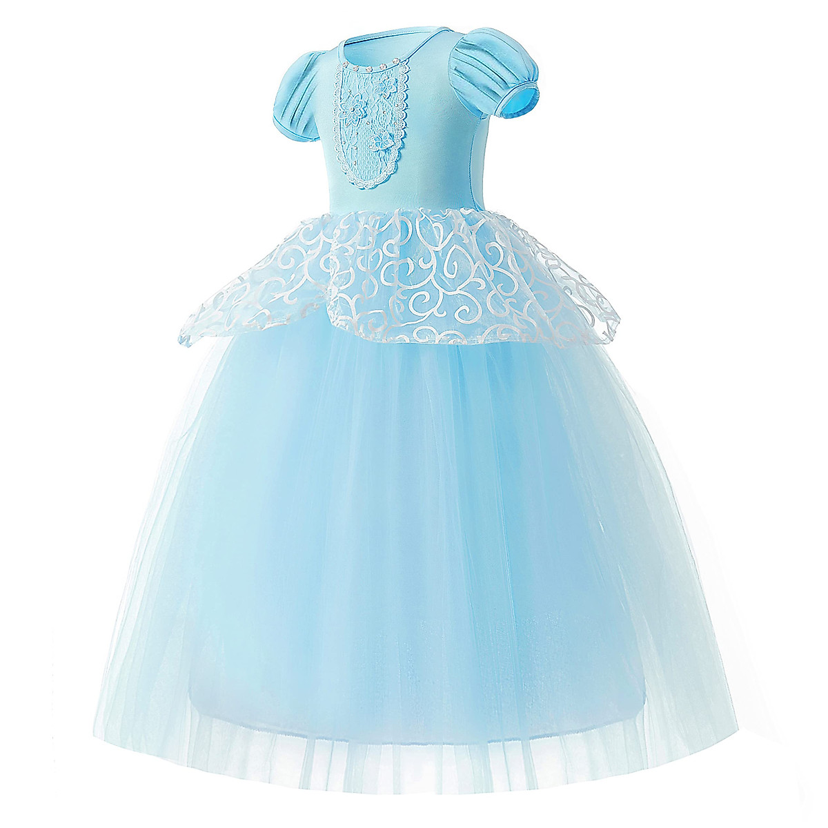LAUPHIE Princess Costume Cinderella Dresses for Girls Blue Dress Up Clothes Accessories for Toddler Girls Fancy Dress Birthday Party (110 3-4 Years)