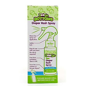 Diaper Rash Cream Spray by Boogie Bottoms, Travel Friendly No-Rub Touch Free Application for Sensitive Skin, from The Maker of Boogie Wipes, Over 200 Sprays per Bottle, 1.7 oz