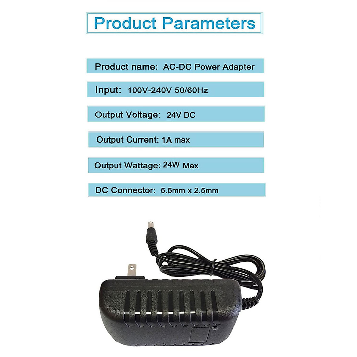 24v dc Power Supply 24v 1a Power Supply AC 100v-240v to DC 24v 1a ac dc Switching Power Supply Adapter, dc 24v Power Cord with 5.5mmx2.5mm Plug
