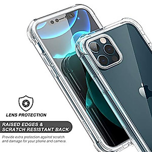 SURITCH Compatible with iPhone 12 Pro Max Clear Case,[Built in Screen Protector] Full Body Protective Shockproof Bumper Rugged Cover for iPhone 12 Pro Max 6.7 Inch (Clear)