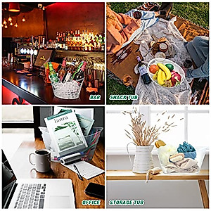 6 Pcs Oval Storage Tub, 4.5 Liter Plastic Clear Ice Bucket Beverage Tub Champagne Bucket with Handles for Wine Beer Beverage Parties, Holds 6 Beer Bottle or 3-4 Champagne, 12.25 x 9.5 x 6.75 Inch