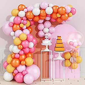 Pink Balloons Garland Arch Kit, Pink Yellow Orange Balloon Garland Balloons Arch Kit, Latex Party Balloons For Girls Birthday Party Baby party Shower Weddding Graduation Decoration Party Supplies