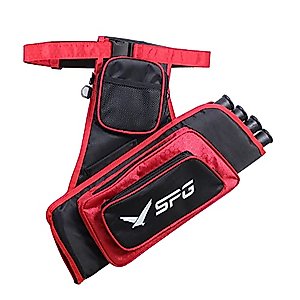 SOPOGER Archery Hip Quiver for Arrows - 3 or 4 Tube Bow Belt Quiver Waist Hanged for Youth Teens Adults Compound Bow Recurve Bow Target Shooting (Red(4 Tube))