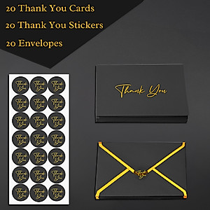 Mr. Pen- Blank Thank You Cards with Envelopes, 20 Pack, 4x6, Gold Foil Thank You Notes with Envelopes, Black Wedding Thank You Cards Wedding, Thank You Note Cards, Baby Shower Thank You Cards