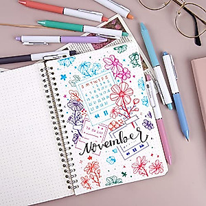 Writech Gel Pens Fine Point: 0.5mm Assorted Colors Ink Pen Set Clickable for Drawing Journaling Notetaking Bible Non Bleed 8ct Retractable Smooth Writing Multi colored No Smudge & Smear