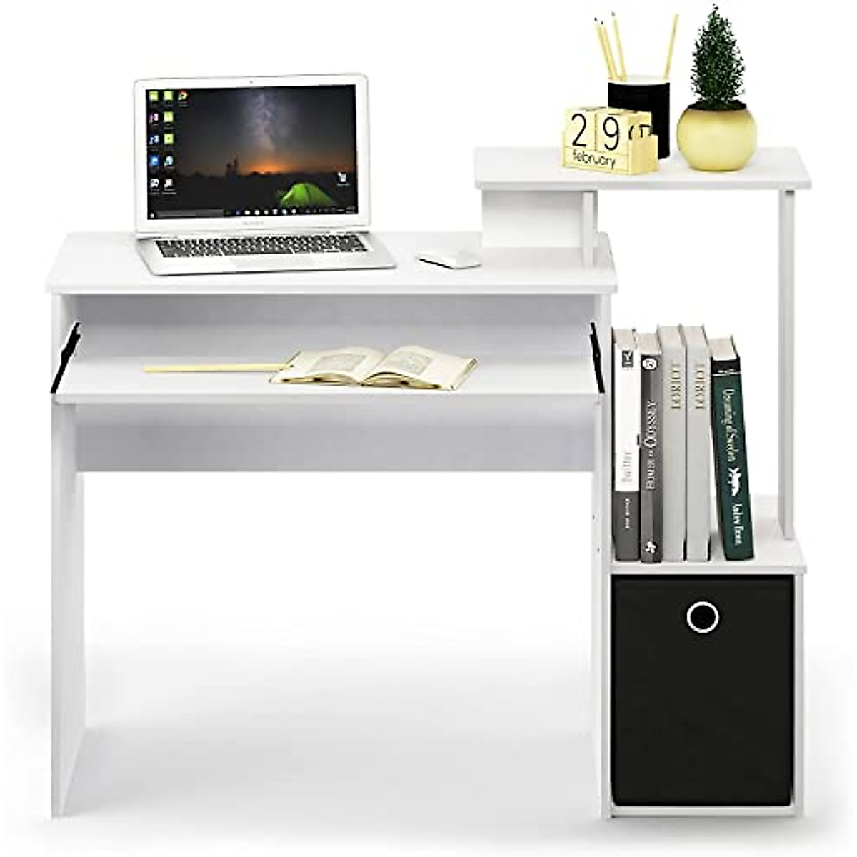 Furinno Econ Multipurpose Home Office Computer Writing Desk, White/Black