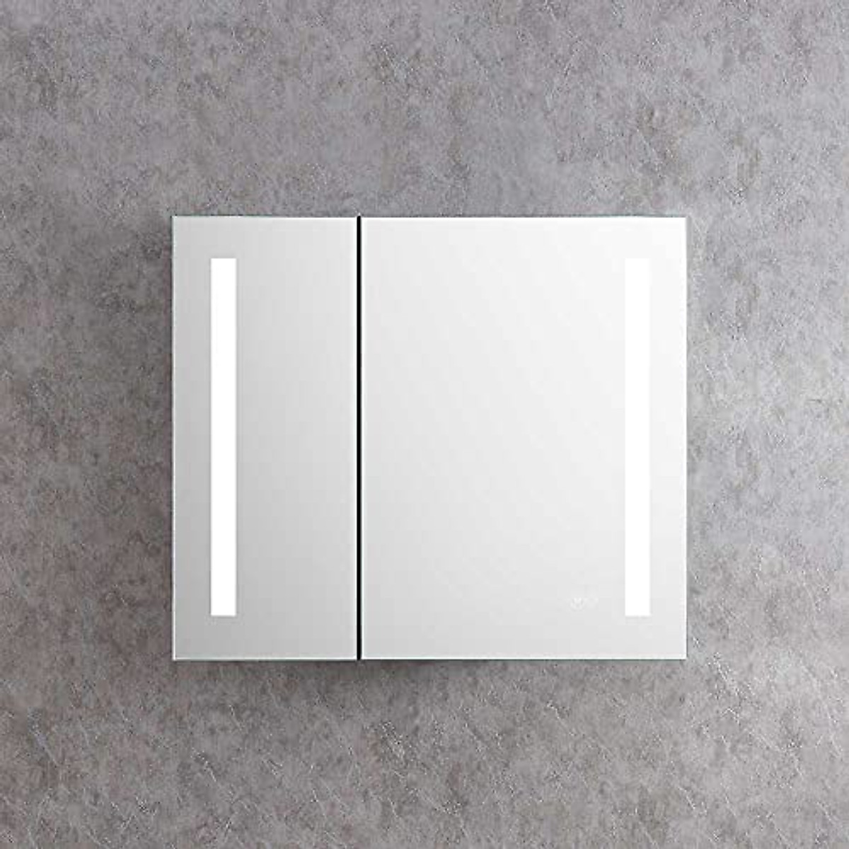 Vyaya Modern Home Decor Erie 30" W x 26" H Rectangular Silver Aluminum Recessed or Surface Mount Mirror Medicine Cabinet