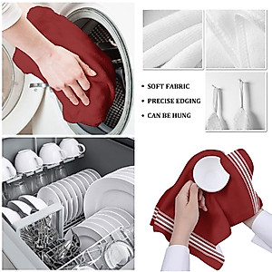 Kitchen Towel Set, Red White Stripe Fast Drying Microfiber Kitchen Towels Dish Cloths, Tea Towels/Bar Towels/Hand Towels Country Farmhouse Modern Rustic (Set of 4, 18x28 Inch)