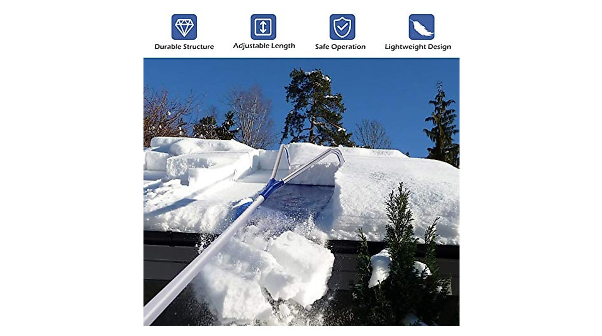 GYMAX Snow Roof Rake, 21FT Aluminum Roof Rake with Extendable Handle ...