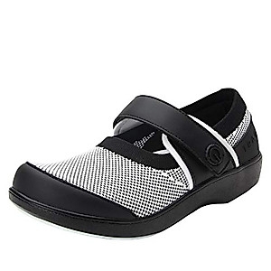TRAQ by Alegria Qutie Womens Smart Walking Shoe Black White 10 M US