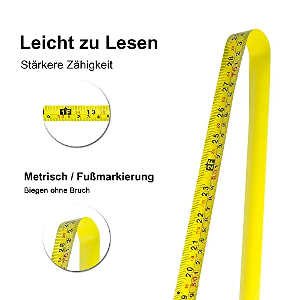 SALI Tape Measure Metric with Fractions Measuring Easy Read Millimeter Telescoping Tape Retractable Engineer Scale Tape Measure Metric and Inches （25Ft/7.5m*25mm）