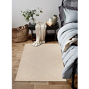 LIVEBOX Boho Rug for Bedroom, 3' x 5' Khaki Farmhouse Washable Area Rug for Kitchen,Moroccan Cotton Carpet Indoor Throw Rug Doormat for Laundry Room Hallway Entryway