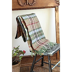 Genuine Irish, 100% Wool Throw & Toss Blanket, Traditional Plaid Print, Soft Warm Heirloom Quality Lambswool, Imported from Ireland, 54" x 72" Inches, Green