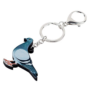 WEVENI Acrylic Cute Pigeon Keychain Charms Dove Keyring Bird Jewelry For Women Girls (Blue)