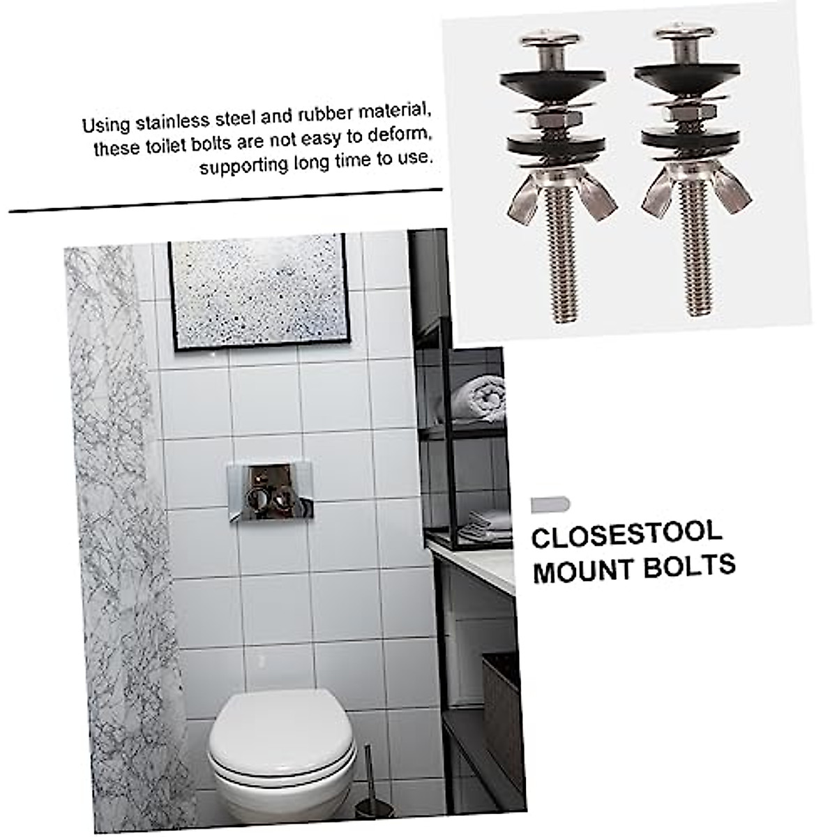 Angoily 4 Pcs Toilet Tank Screw Toilet Cover Nuts Toilet Hinges Screws Toilet Cover Screw Replacement Toilet Fixing Screws Closestool Accessories Toilet Screws M8 Rubber Toilet Lid Bolt