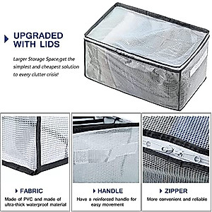 ZNNCO Wardrobe Clothes Organizer,7 Grids Foldable Visible Clothes Storage Organizer Clothes Drawer Mesh Storage Box for Jeans,T-shirt,Legging,Skirts (hGrey 2PCS)