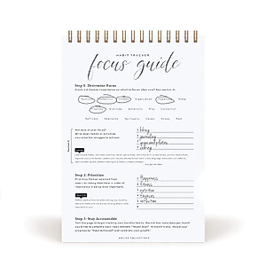 Bliss Collections Habit Tracker Calendar Notepad, Botanical Floral, Gold Spiral Binding, Inspirational and Motivational Monthly Journal to Track Habits and to Help with Goals, 6"x9" Undated 12 Months