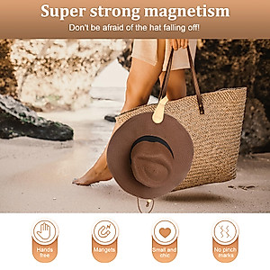 Fikoksol Magnetic Hat Clip for Travel on Bag, Light Khaki Silicone Hat Clip Magnet Hat Holder Hat Hook for Bag Tote Luggage, Beach Straw Hat Carry Clip, Vacation Traveling Essentials Accessory