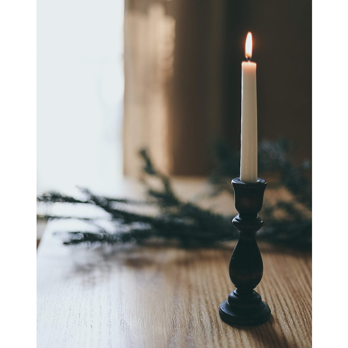 Hyoola 6" Beeswax Taper Candles - 6 Hour Burn Time - White Beeswax Candles - 4 Pack