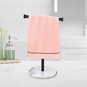 Yajuyi Bath Towel Stand Hand Towel Hanger Towel Bar Rack Towel Organizer Rack for Bathroom , Black