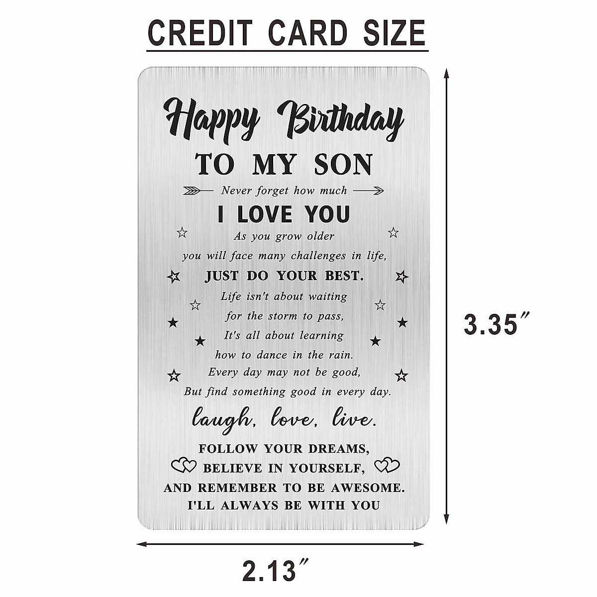 Alotozo Happy Birthday Son Card - Birthday Gifts for Son - to My Son Bday Engraved Wallet Card Inserts