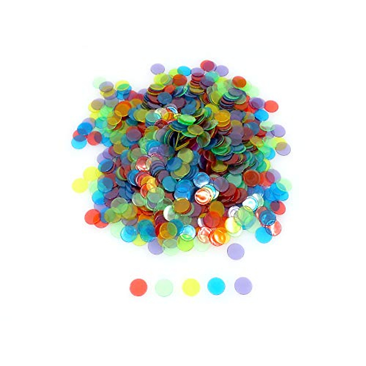 Regal Games - 500 Mixed Transparent Bingo Chips - 3/4 Inch - for Large Group Games, Game Night, Bingo Hall, & Educational Activities - Ages 5+ - 500 Count - Perfect for Bulk Purchasing