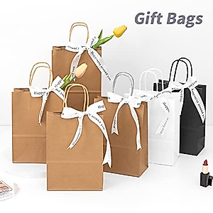 COGLARING Kraft Paper Gift Bags 6.3x3.2x8.3 100pcs White Thickened 120g w/Handles Bulk Wedding Birthday Party Favor Bags Retail Shopping Bag Craft Takeouts Business Bags