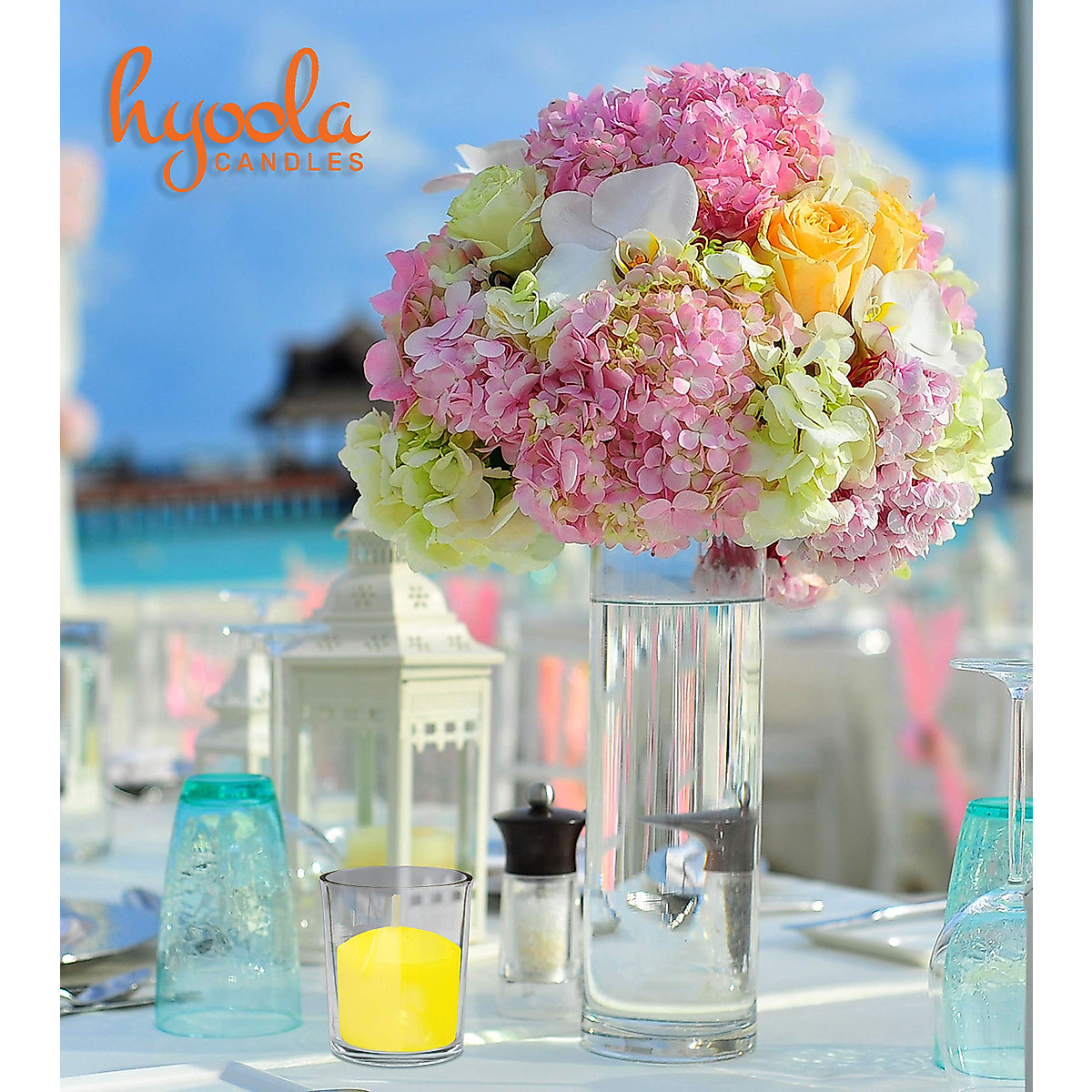 HYOOLA Citronella Votive Candles - 10 Hour Burn Time - 50 Pack, Ideal Bug Repellent Candles, European Made