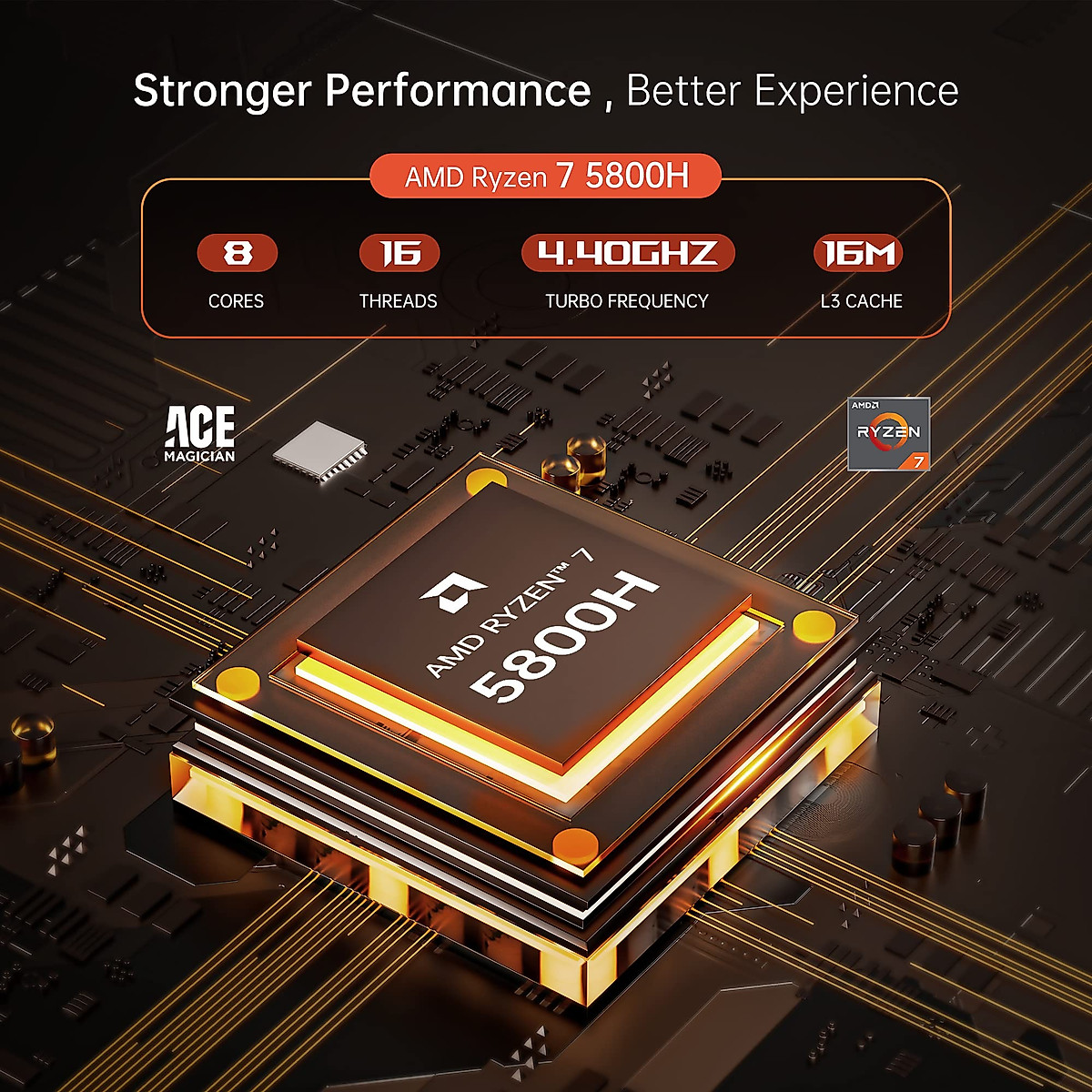 ACEMAGICIAN Mini Gaming PC with Graphics Card RX6400(4GB), Ryzen 7 5800H(up to 4.4GHz, 8C/16T) Desktop Computer, 32GB DDR4 512GB SSD, WiFi 6 & Bluetooth 5.2, Dual 2.5G RJ45 for Gaming, Office, HTPC