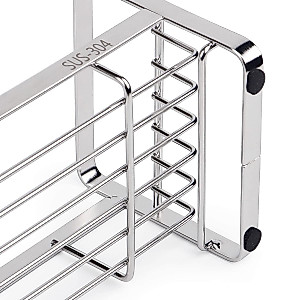 HULISEN Kitchen Sink Sponge Holder, 304 Stainless Steel Kitchen Soap Dispenser Caddy Organizer, Countertop Soap Dish Rack Drainer with Removable Drain Tray, not Including Dispenser and Brush