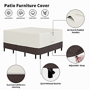 Easy-Going Patio Furniture Cover 64"x64" Square Outdoor Table and Chair Set Covers Waterproof UV Resistant Outdoor Sectional Sofa Set Covers, Beige/Brown