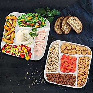 DEAYOU 3 Pack Ceramic Chip and Dip Serving Tray, Porcelain Divided Serving Platter, 10" Decorative Sectional Appetizer Plate, 5-Compartment Stoneware Relish Fruit Dish for Veggie, Snack, Entertaining