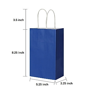 50 Pack 5.25x3.25x8.25 inch Small Paper Bags with Handles Bulk, Oikss Kraft Bags Birthday Wedding Party Favors Grocery Retail Shopping Business Goody Craft Gift Bags Cub Sacks (Royal Blue 50PCS Count)