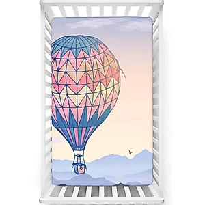 Hot Air Balloon Themed Fitted Mini Crib Sheets,Portable Mini Crib Sheets Soft and Breathable Bed Sheets-Baby Crib Sheets for Girl or Boy,24“ x38“,Multicolor