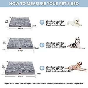 WNPETHOME Orthopedic X Large Dog Bed, Dogs Bed for Large Dogs with Egg Foam Crate Pet Bed with Soft Rose Plush Waterproof Dog Bed Cover Washable Removable（XL Dog Bed 42 x 30 x 4 inch Grey）