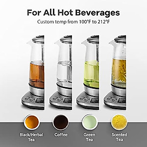 Mecity Electric Tea Kettle With Tea Infuser and Temperature Control Glass Tea Maker LCD Display Preset Brewing Programs For Tea Water Boiler 1.7L