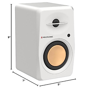 Prosonic BT30 Active Powered Bluetooth Bookshelf Speakers, Studio Monitor, Home Theater, Turntable, with Optical Input, Coaxial Input, 2X RCA Aux Line Input, 80 Watts, (White)