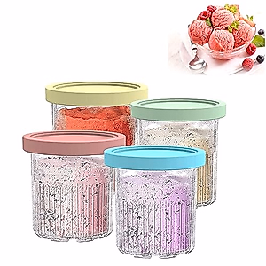 REMYS Creami Pints and Lids - 4 Pack, for Ninja Creami Deluxe,24 OZ Ice Cream Storage Containers Airtight and Leaf-Proof for NC500 NC501 Series Ice Cream Maker