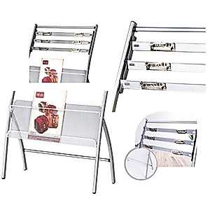 Book Shelf Magazine Rack Newspaper Holder Storage Rack Files Rack Metal Stratification Freestanding Display Rack Materials Robust 63.5X27X82CM MUMUJIN