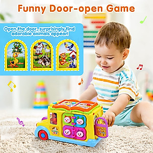 OCATO School Bus Toys for 1 Year Old Boy Girl Gifts, Baby Boy Toys 12-18 Months Musical Toys for Toddlers 1-3, Baby Crawling Learning Toys Infant Birthday Xmas Gifts for 1 2 3 Year Old Boys Girls Kids