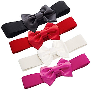 GRACE KARIN Wide Dress Waist Belts with Large Bow-Knot (2XL,Black 775)