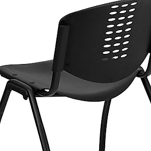 Flash Furniture 5 Pack HERCULES Series 880 lb. Capacity Black Plastic Stack Chair with Oval Cutout Back and Black Frame