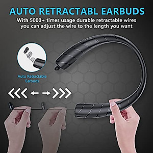 Xmenha Neckband Bluetooth Headphones/Speaker 2 in 1, Around The Neck Bluetooth Headphones Wireless Earbuds with Microphone 15H Playtime, Waterproof Running Workout Sports Earphones for Android iPhone